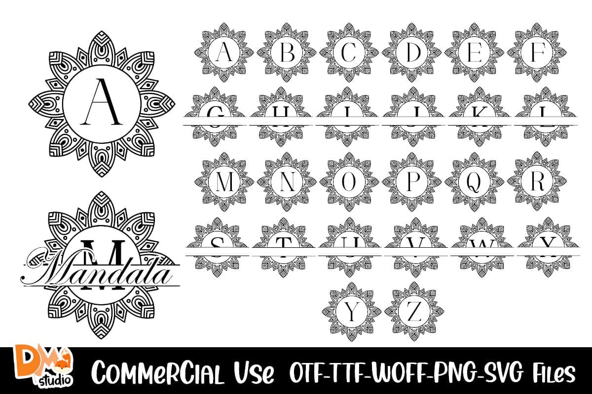 Diamond Mandala Monogram Font - DM Letter Studio