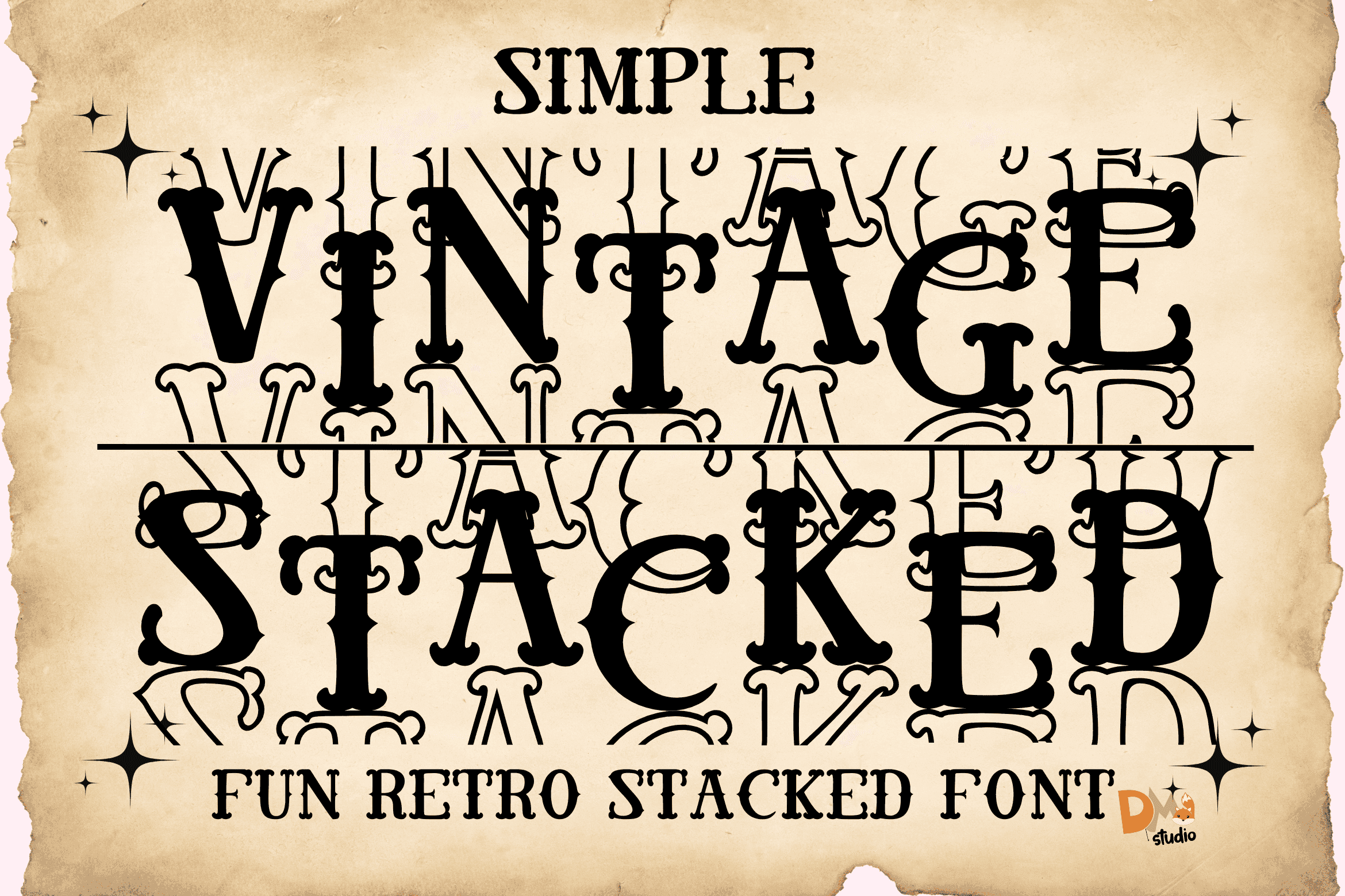 Simple Vintage Stacked Font - DM Letter Studio
