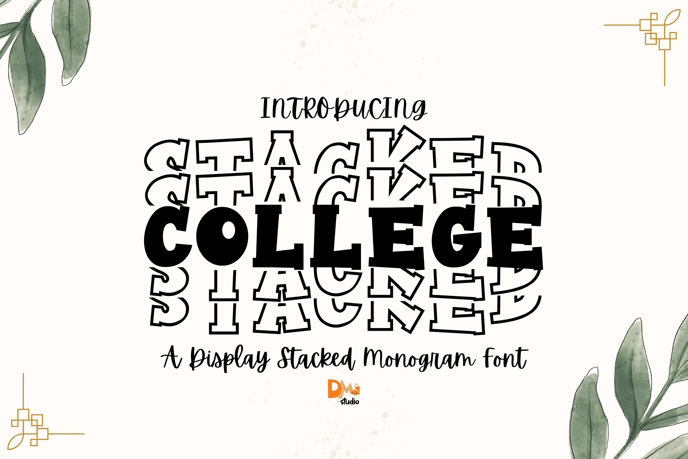 Stacked College Monogram - DM Letter Studio