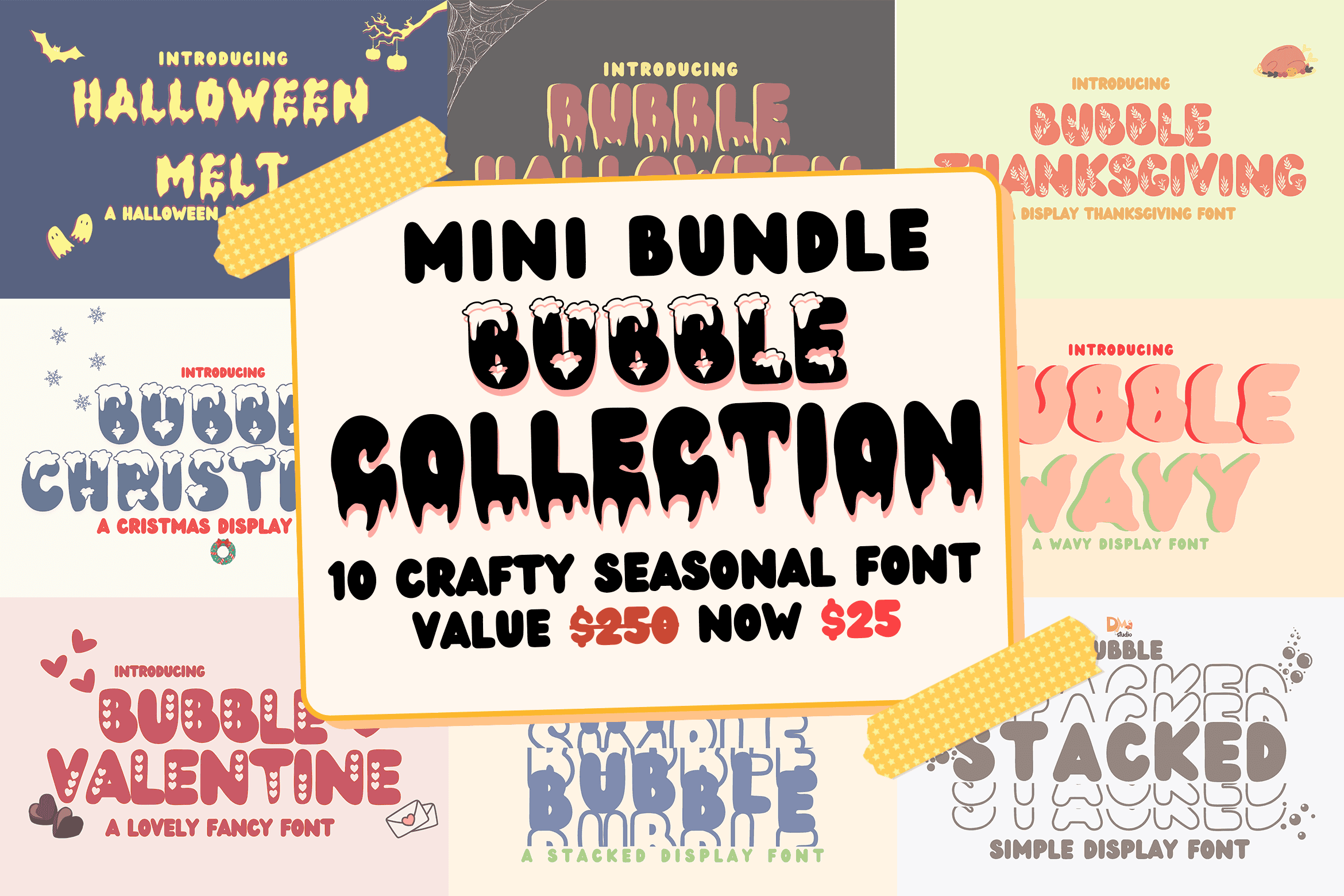 Mini Bundle Bubble Collection Font - DM Letter Studio