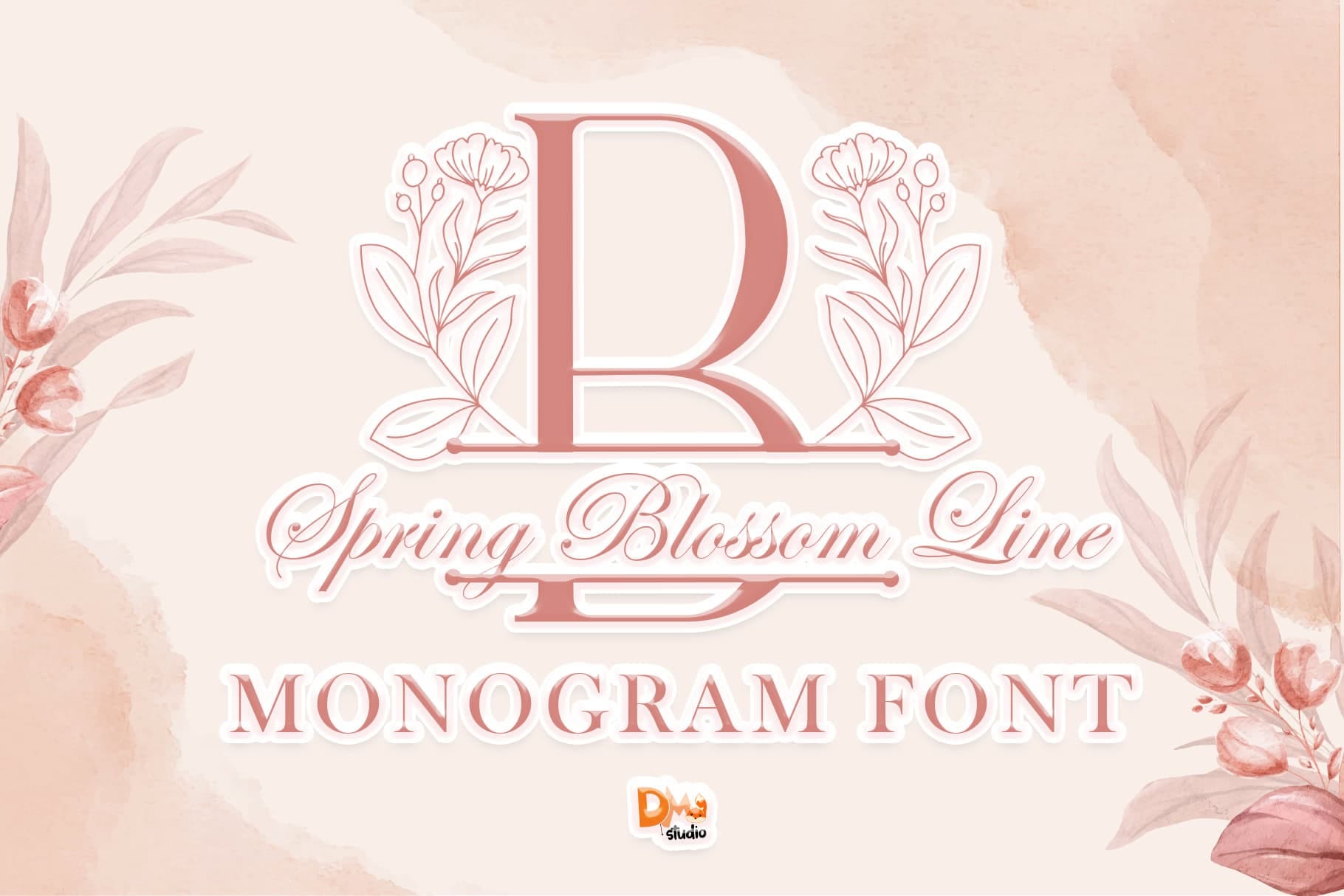Spring Blossom Line Monogram - DM Letter Studio