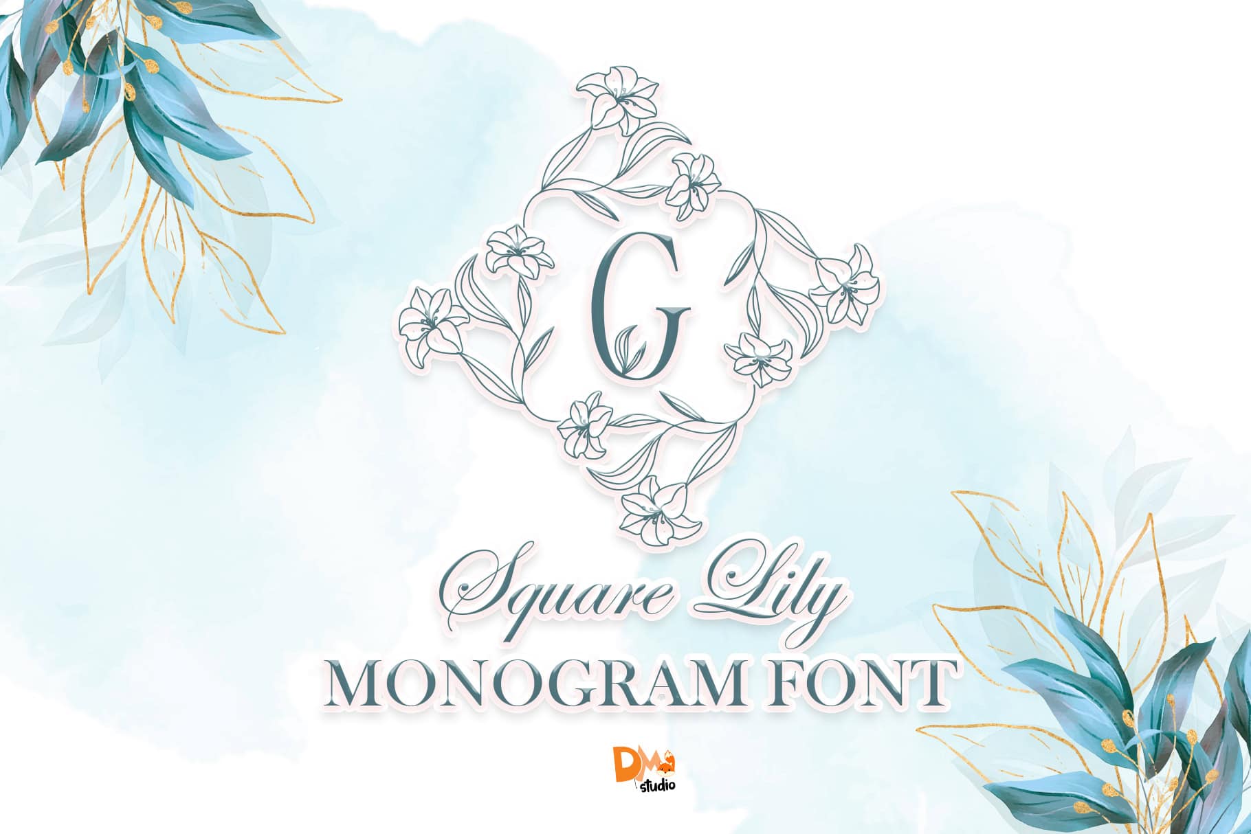Square Lily Monogram - DM Letter Studio