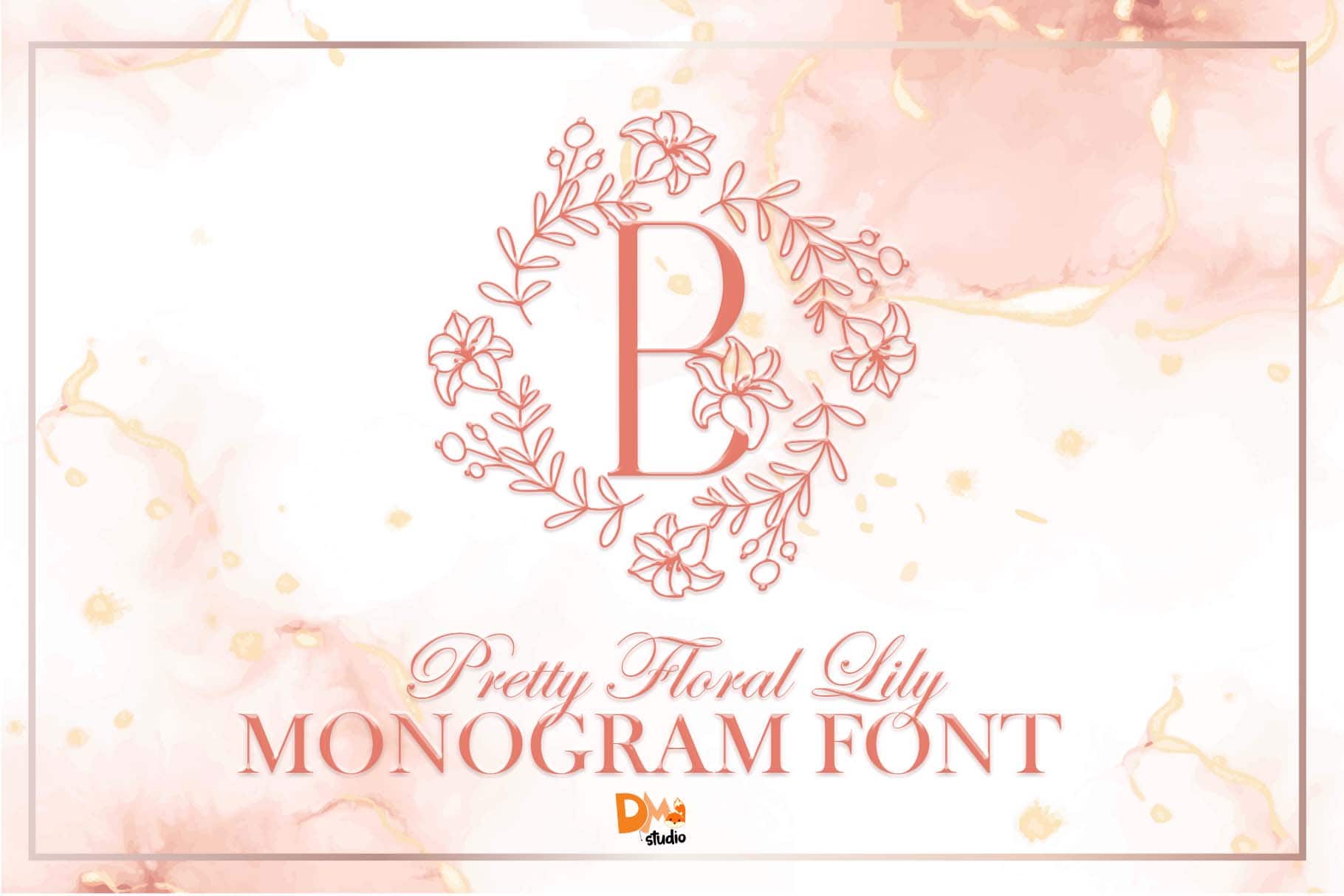 Pretty Floral Lily Monogram - DM Letter Studio