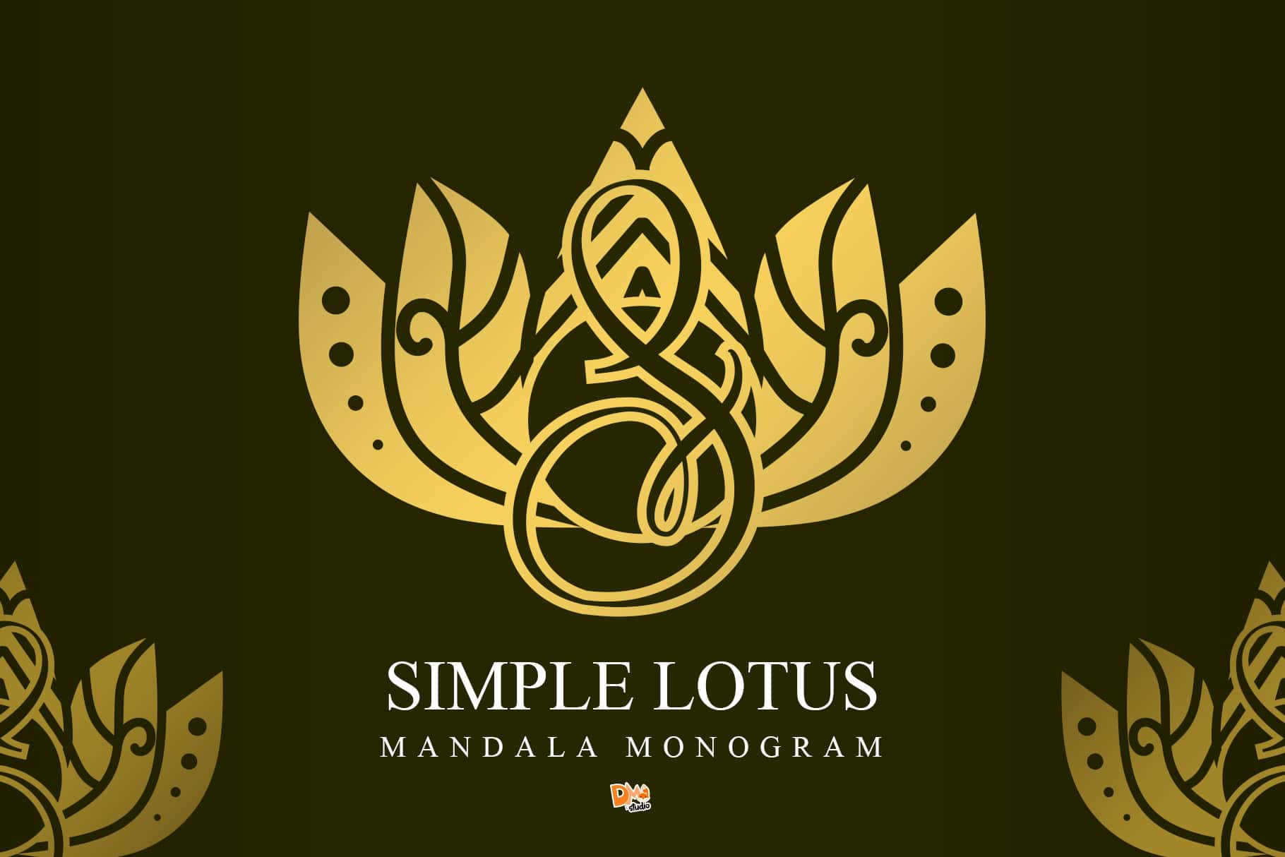 Simple Lotus Mandala Monogram - DM Letter Studio