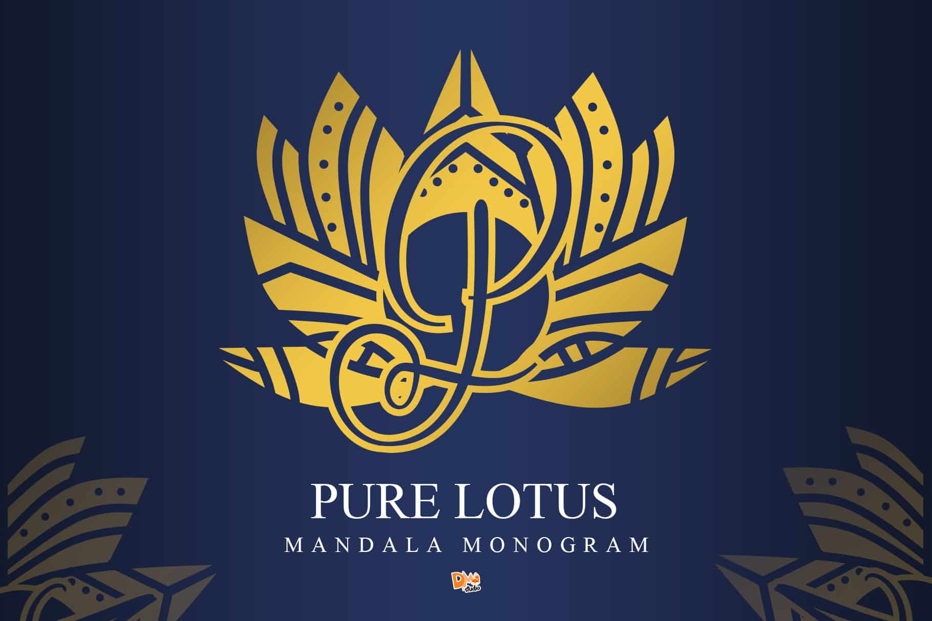 Pure Lotus Mandala Monogram - DM Letter Studio