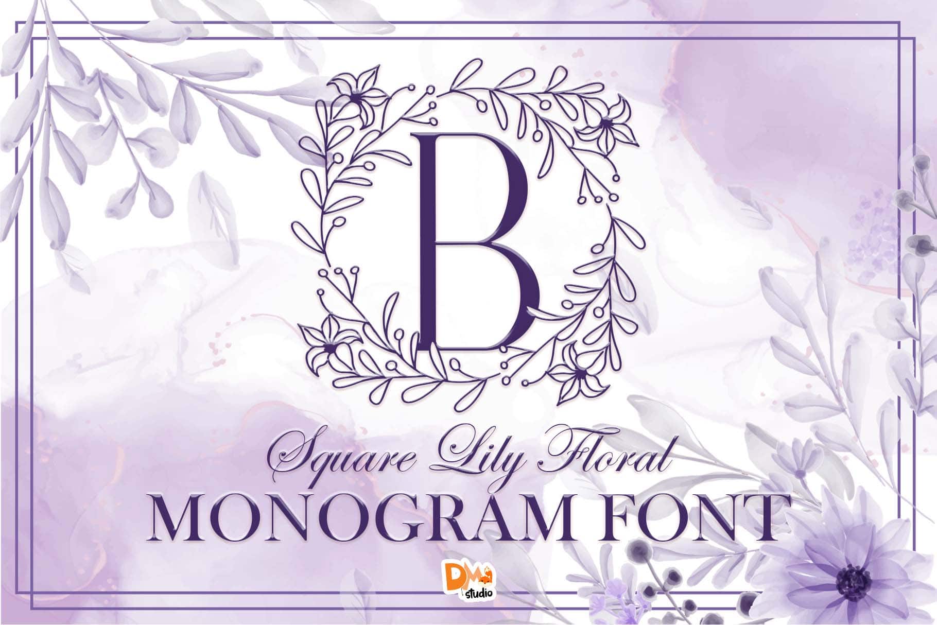 Square Lily Floral Monogram - DM Letter Studio