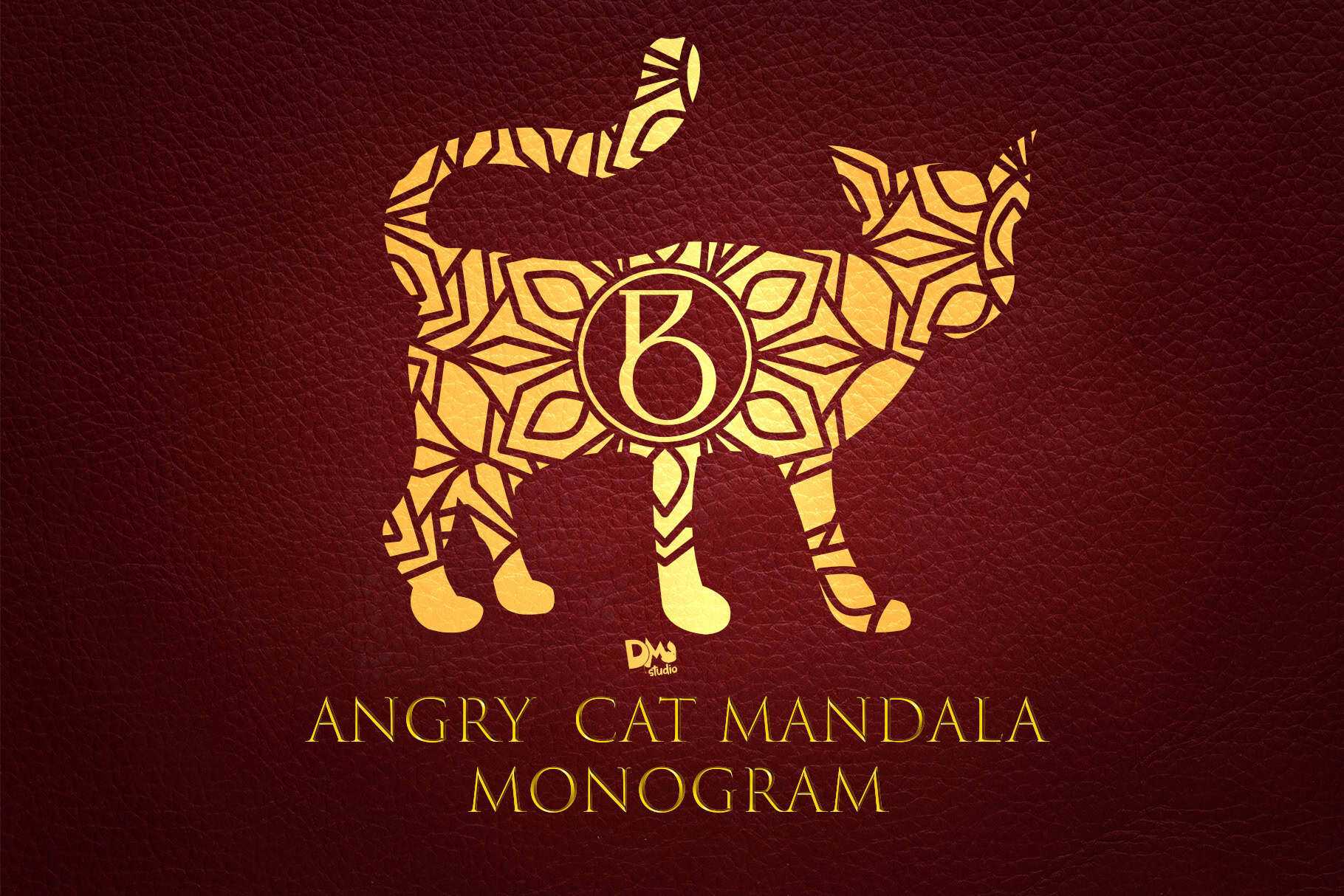 Angry Cat Mandala Monogram - DM Letter Studio
