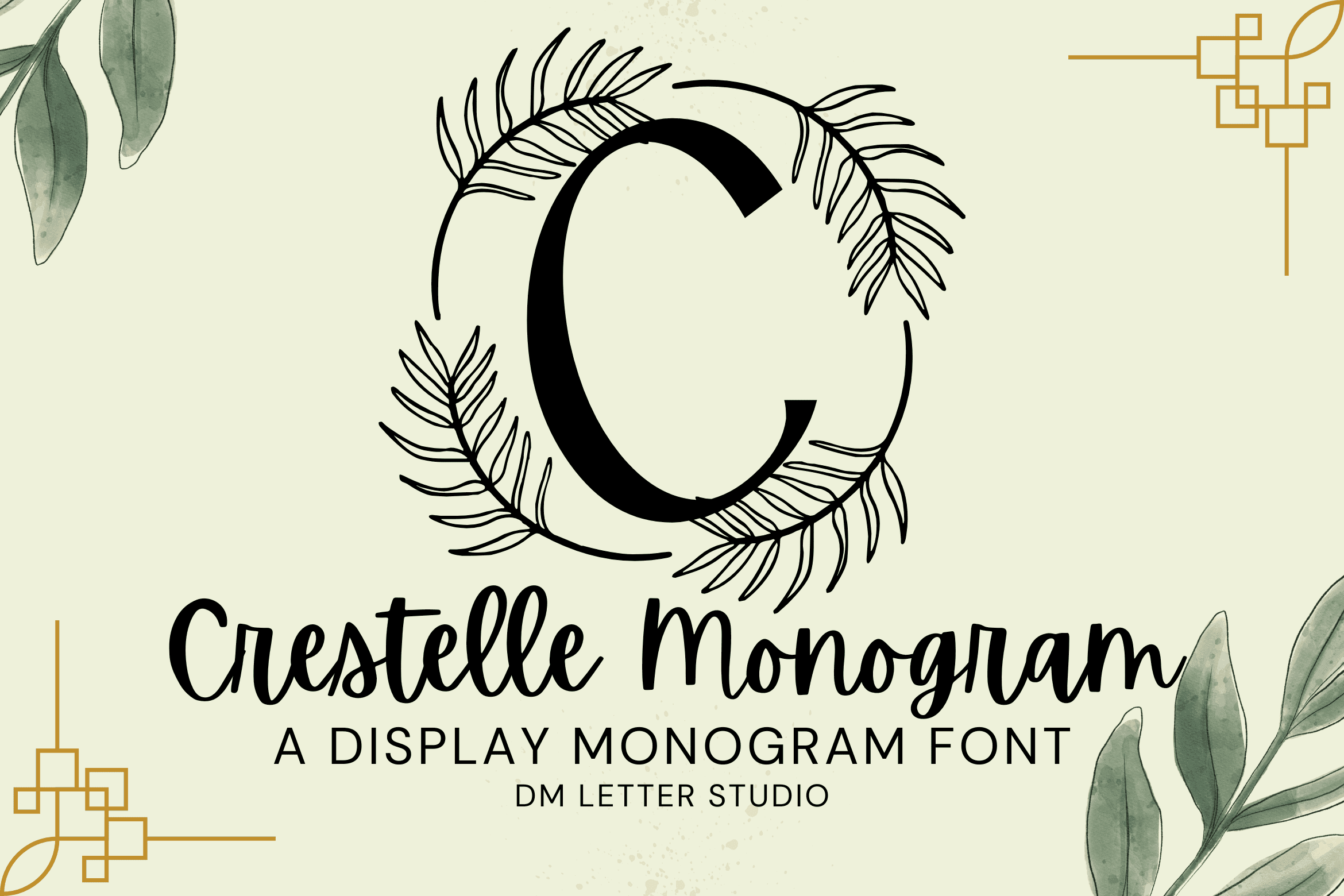 Crestelle Monogram – Refined Serif Botanical Monogram Font - DM Letter ...